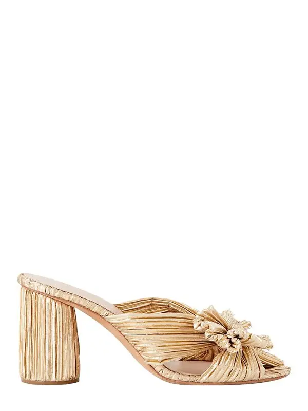 LOEFFLER RANDALL Penny Pleated Metallic Slide Sandals - Gold