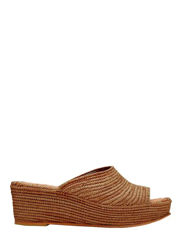 Carrie Forbes Karim Woven Raffia Wedge Sandals - Cognac