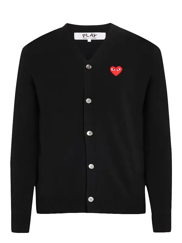 Comme Des Garçons Heart Wool Cardigan Sweater - Black