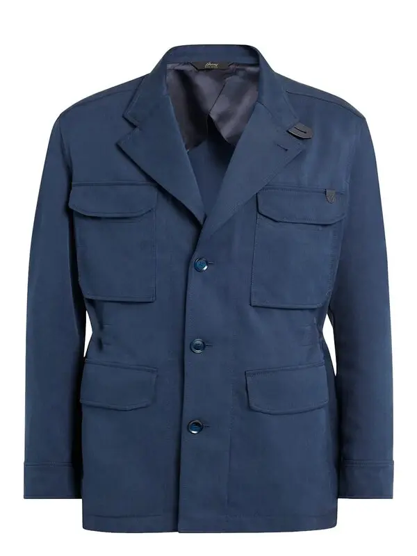 Brioni Washed Silk Safari Jacket - Sapphire