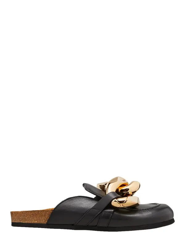 JW Anderson Napa Leather Chain Mules - Black