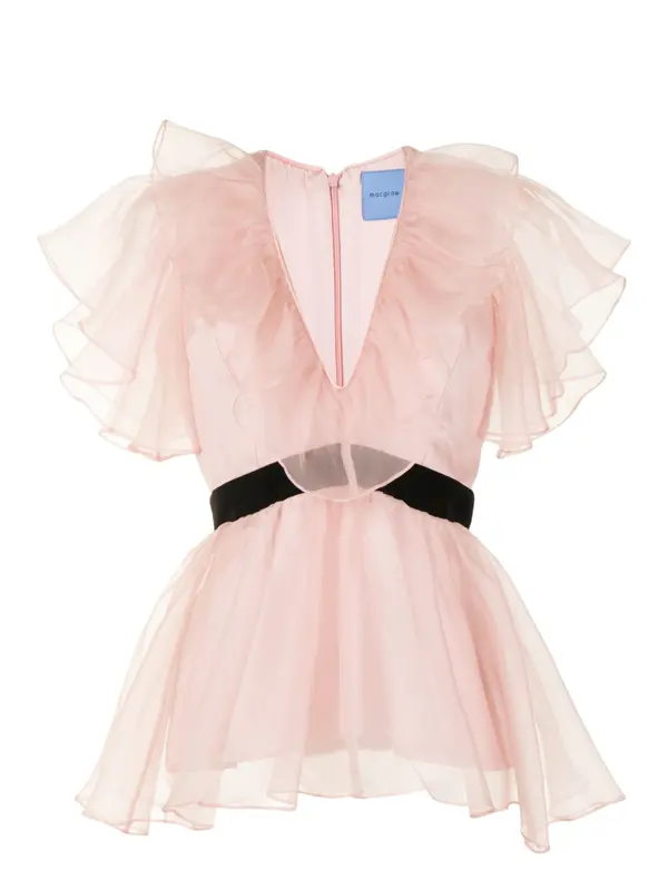 MACGRAW Chandelier Peplum Blouse - Pink