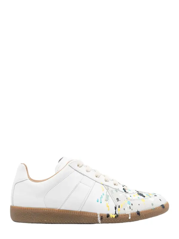 MAISON MARGIELA Replica Paint-splatter Leather Sneakers - White