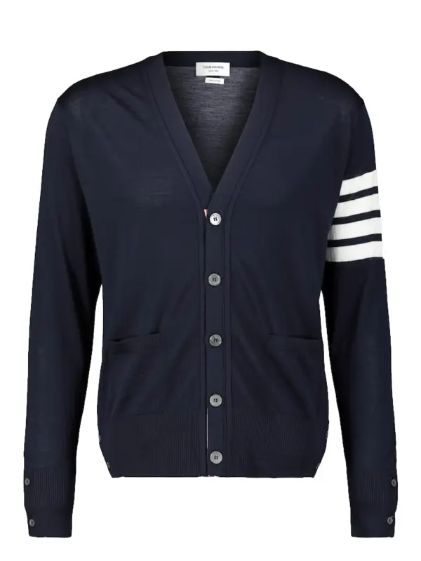 Thom Browne 4-bar Wool Cardigan - Blue