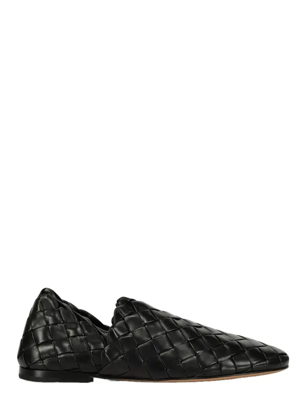Bottega Veneta Intreccio Leather Slippers - Black
