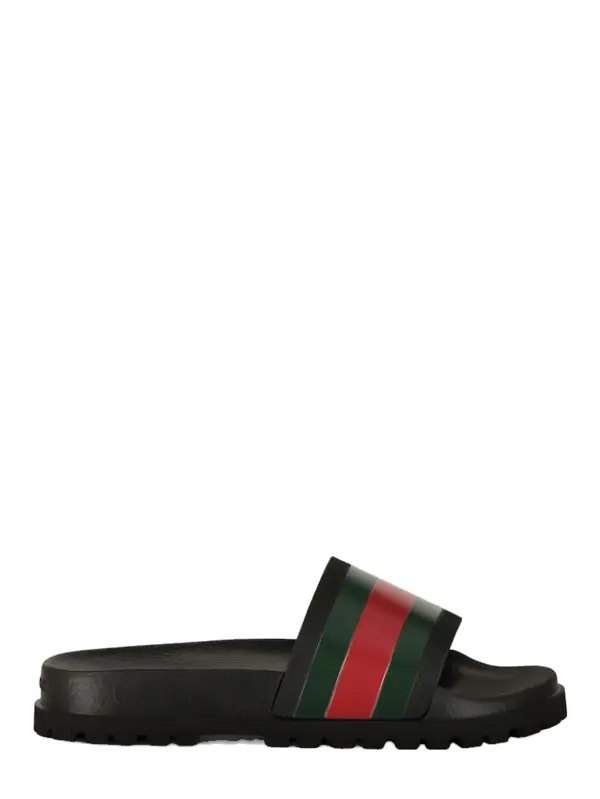 Gucci Striped Web Slide Sandals - Black