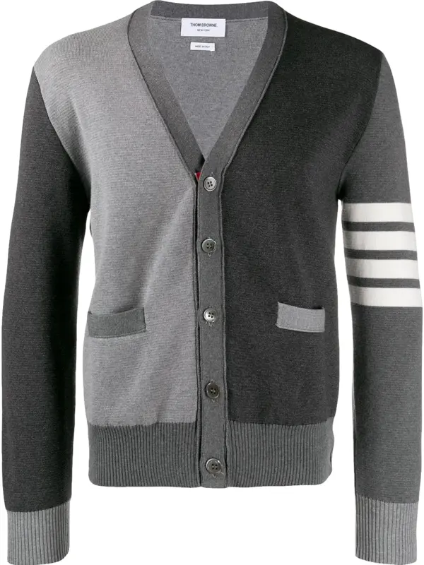 Thom Browne 4-bar V-neck Cardigan - Grey