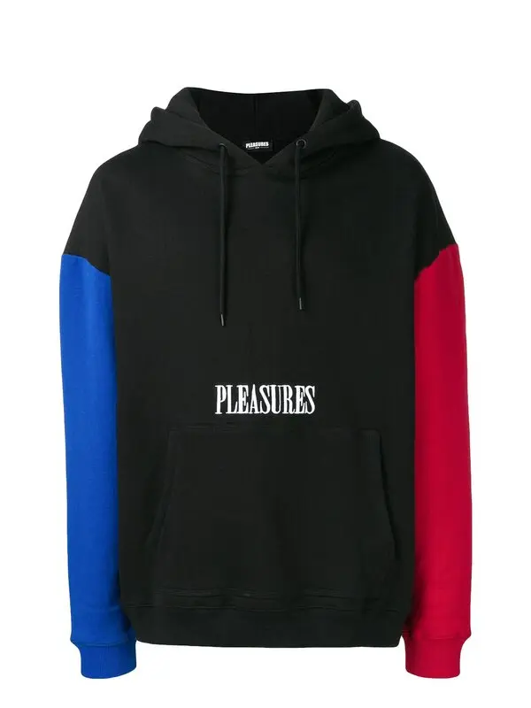 PLEASURES Logo Colour-block Hoodie - Black