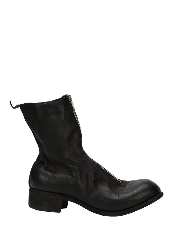 Guidi Distressed Zip-up Boots - Black