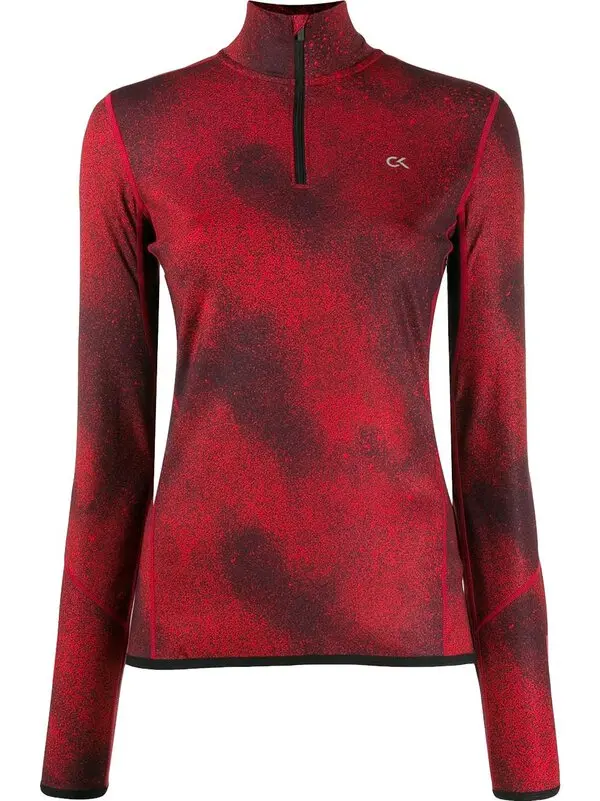 Calvin Klein Patterned Performance Sweatshirt With Rear Logo - Black