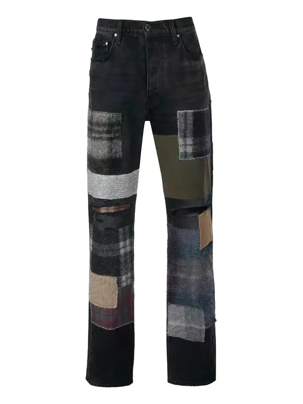 Amiri Mohair Patchwork Loose Jeans - Black