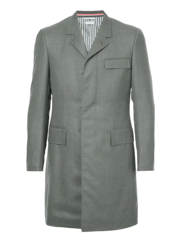 Thom Browne Super 120s Chesterfield Overcoat - Grey