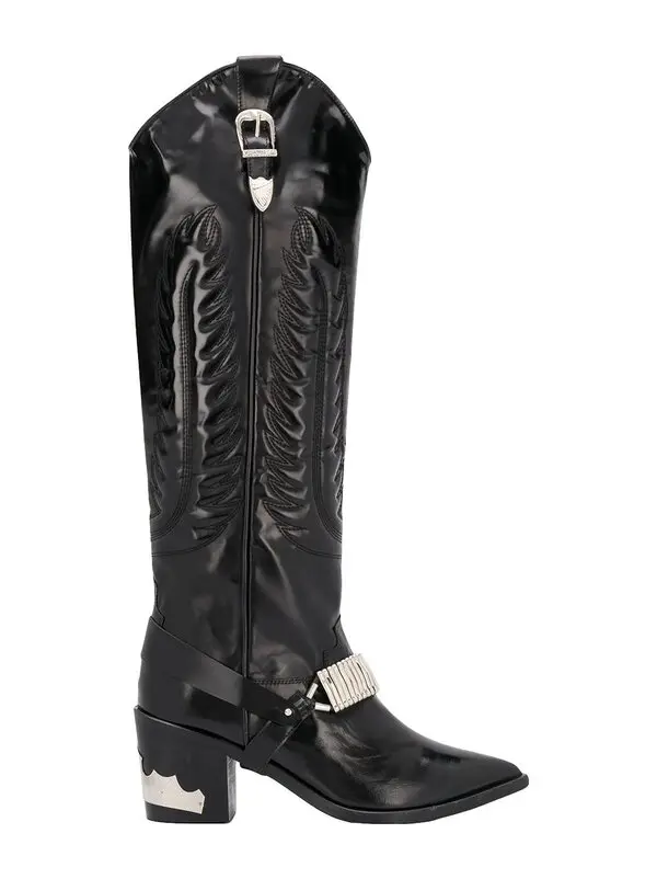 Toga Knee-length Cowboy Boots - Black