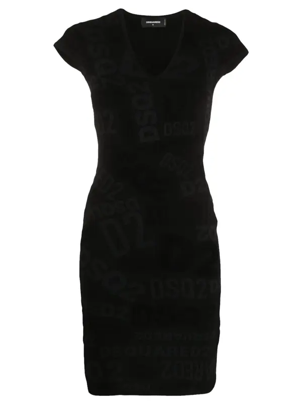 Dsquared2 Chenille Logo Print Dress - Black