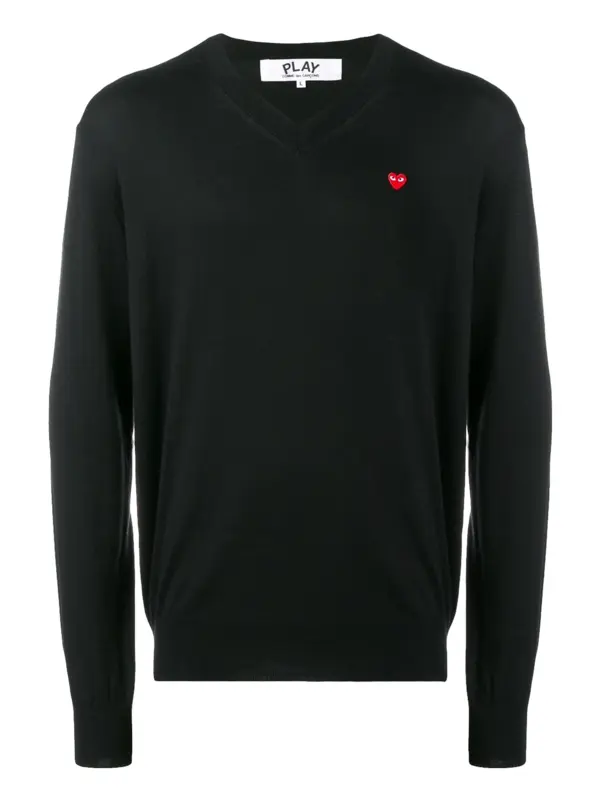 Play Comme Des Garcon Contrast Logo Jumper - Black