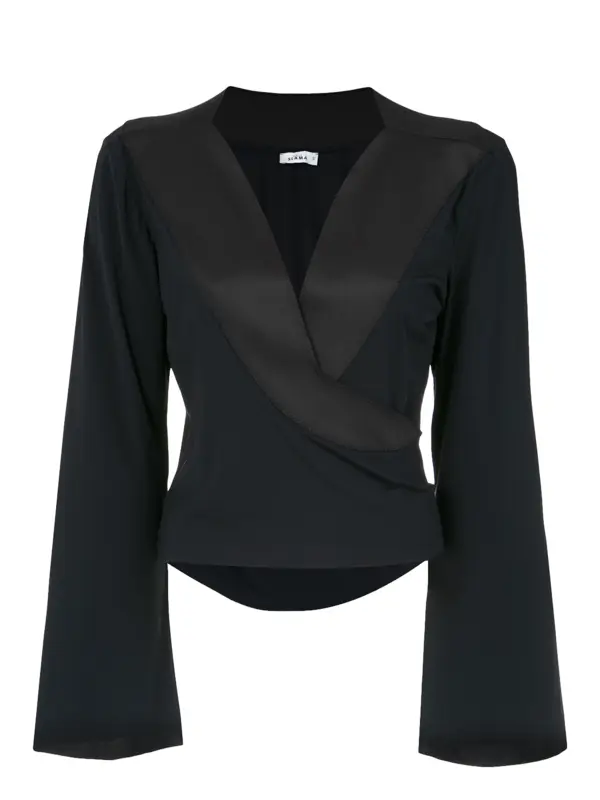 AMIR SLAMA Wrap Blouse - Black
