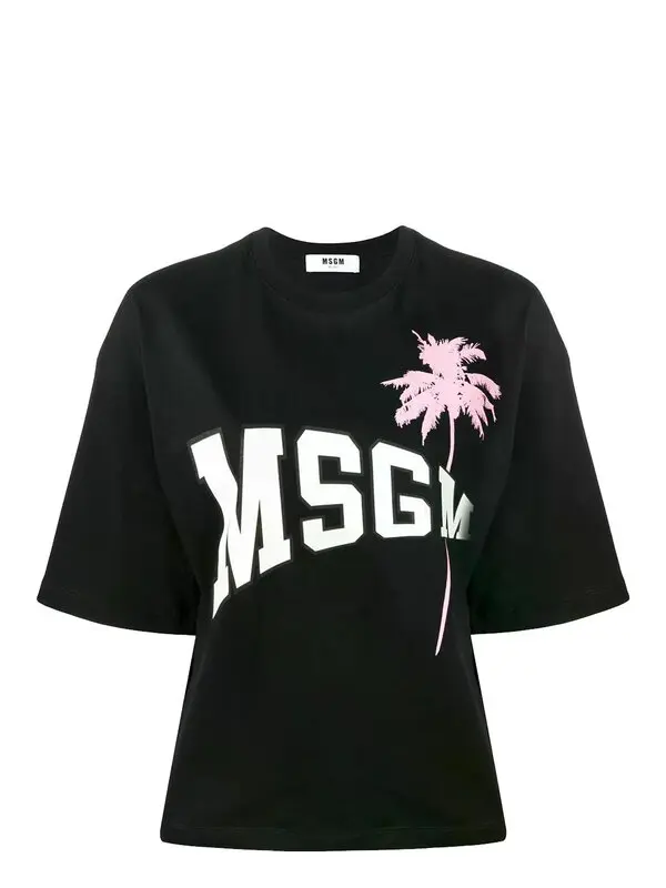 MSGM Logo Palm Tree T-shirt - Black