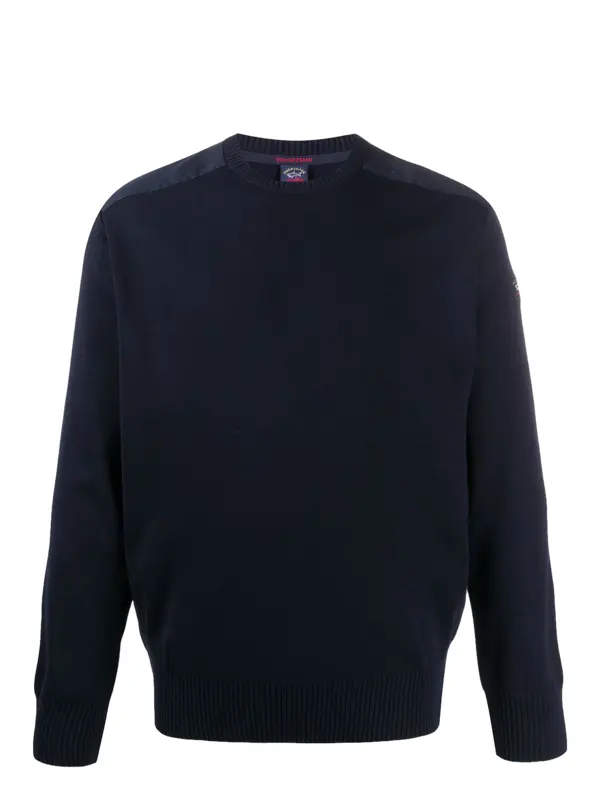 Paul & Shark Crew Neck Sweater With Logo Patch - Blue