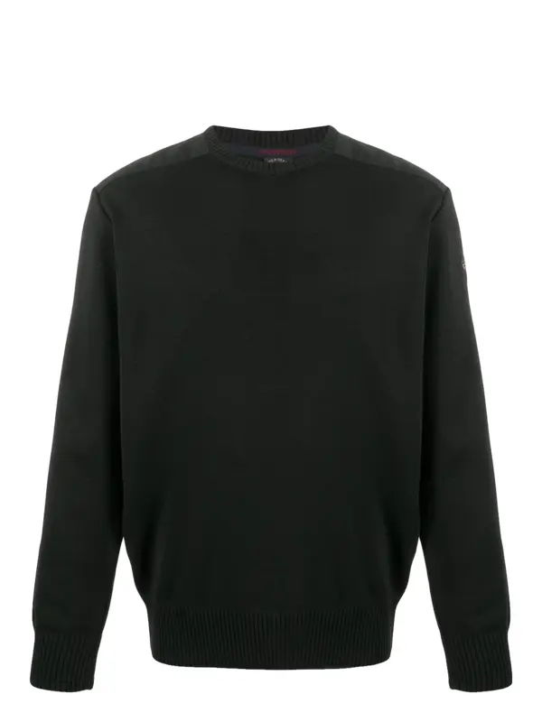 Paul & Shark Crew Neck Embroidered Logo Sweater - Black