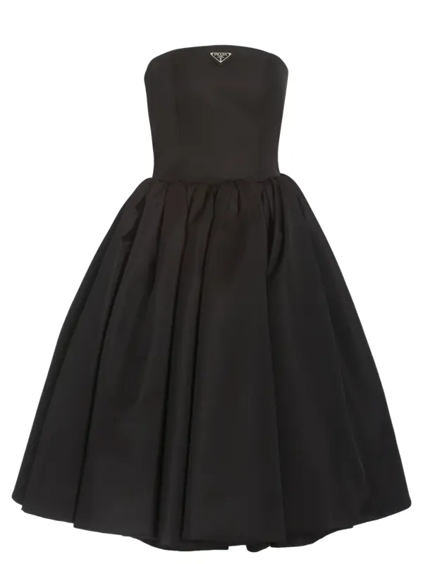 Prada Logo-detailed Strapless Midi Dress - Black