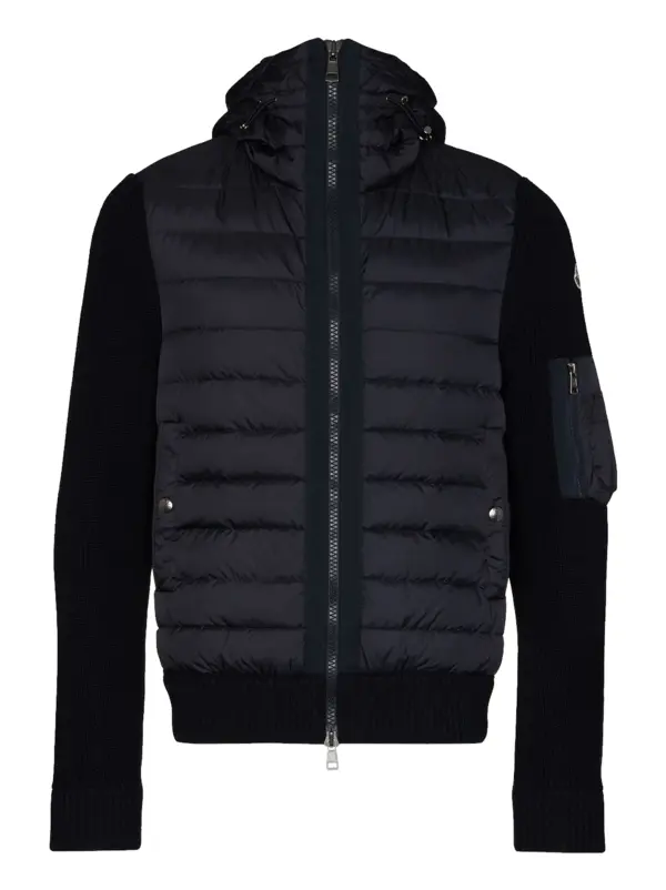 Moncler Knit Detail Padded Jacket - Blue