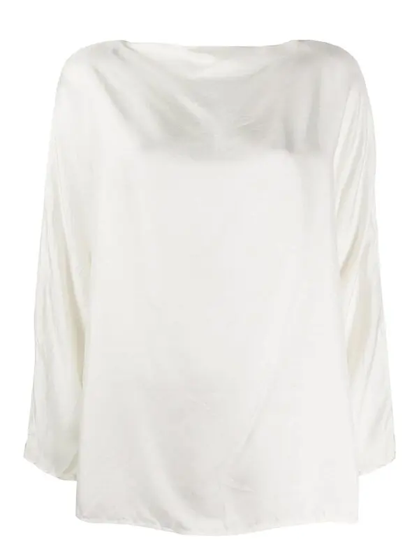 DANIELA GREGIS Boat-neck Satin Blouse - White