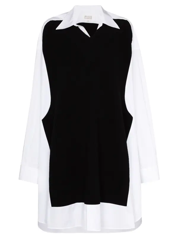 MAISON MARGIELA Spliced Knit-detail Shirtdress - White