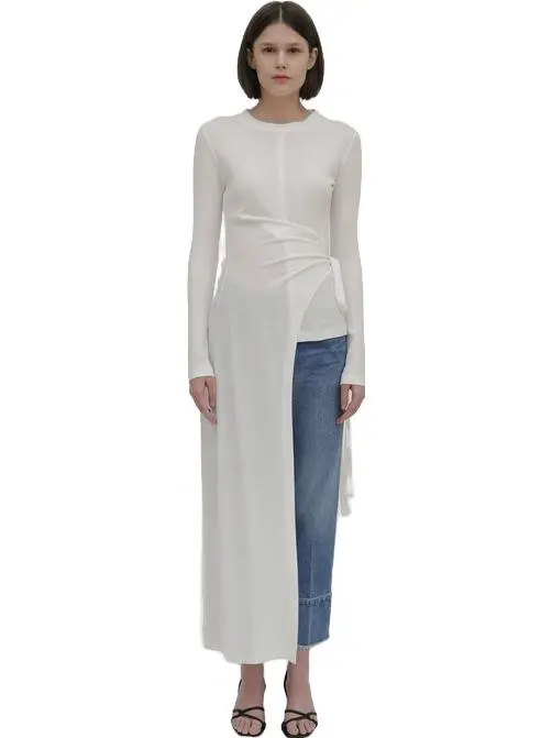 Rosetta Getty Long Sleeve Split Apron T-shirt - White