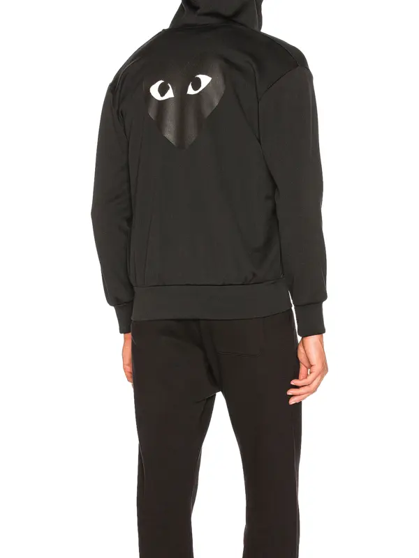 Play Comme Des Garcon Big Heart Zip Up Sweatshirt - Black