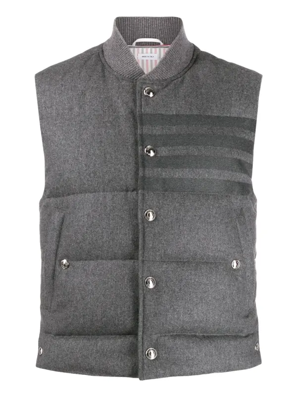 Thom Browne 4-bar Down-filled Flannel Gilet - Grey