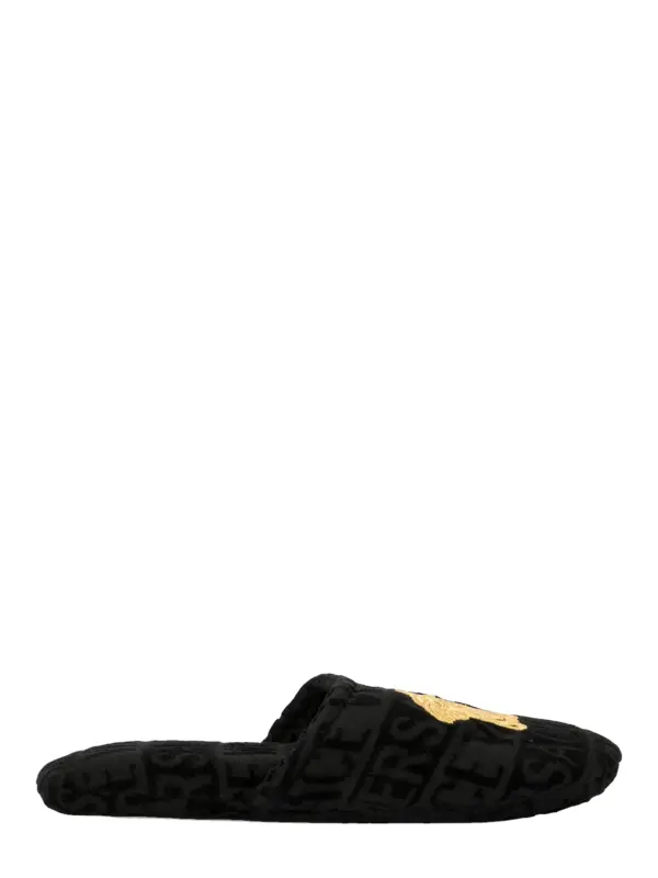 Versace Medusa Terricloth Slippers - Black