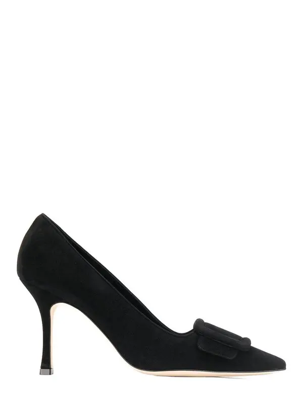 Manolo Blahnik Heeled Suede Pumps - Black