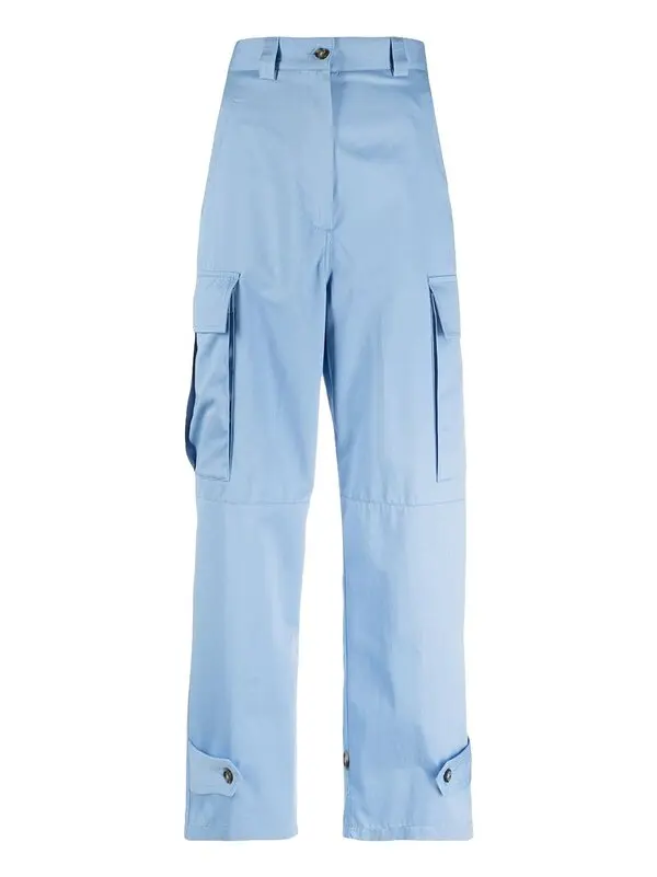 MSGM Cropped High-waisted Trousers - Blue