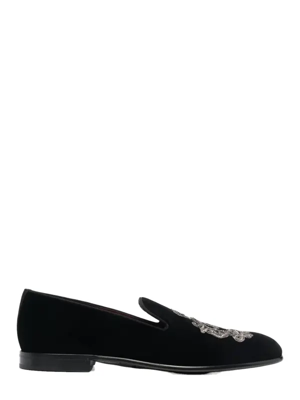 Dolce & Gabbana Leonardo Embroidered Slippers - Black