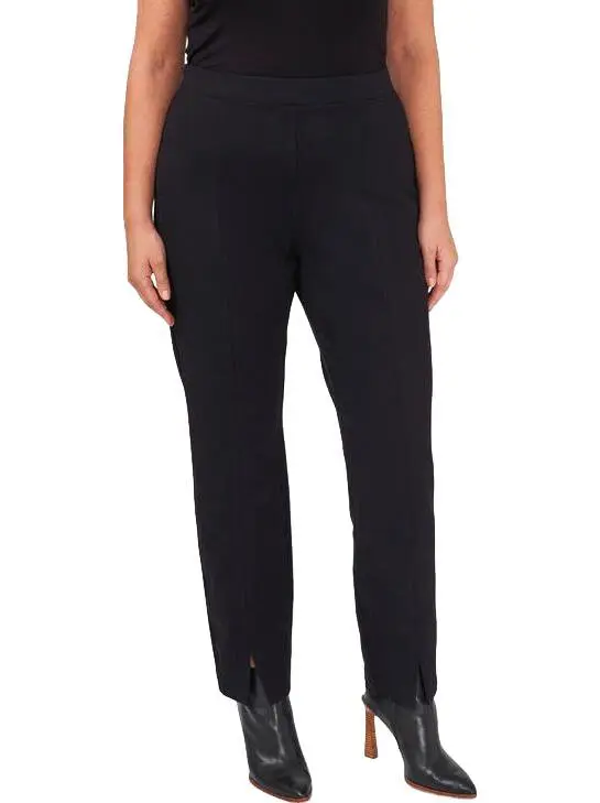 CECE DUPRAZ Slit Hem Ponte Straight Leg Pants - Rich Black
