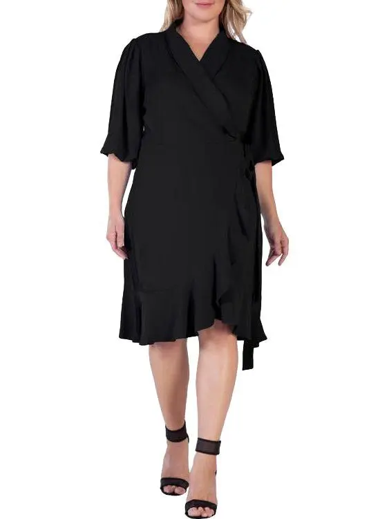 STANDARDS & PRACTICES Kylie Ruffle Wrap Dress - Black