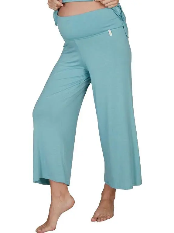 CACHE COEUR Origin Wide Leg Ankle Length Maternity Pants - Ocean