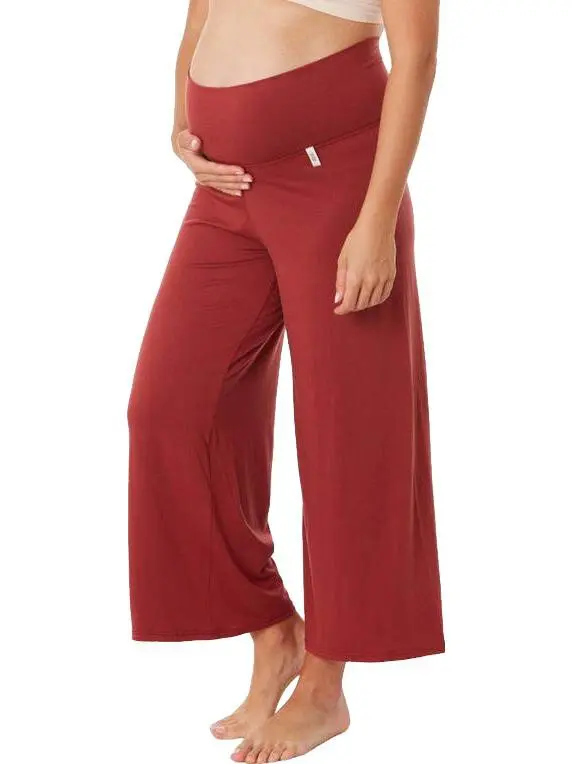 CACHE COEUR Origin Wide Leg Ankle Length Maternity Pants - Terracotta