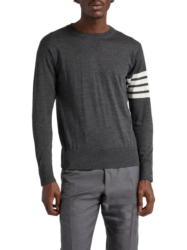 Thom Browne 4-bar Merino Wool Sweater - Dark Grey