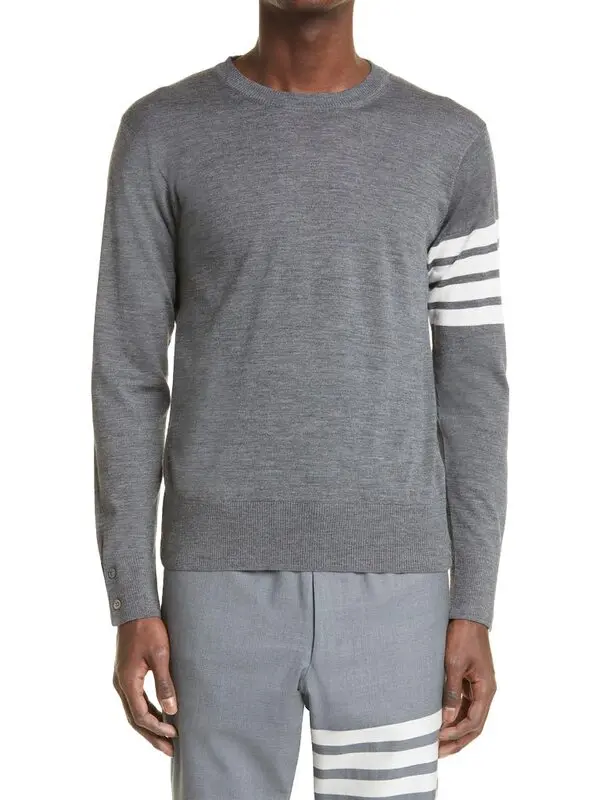 Thom Browne 4-bar Merino Wool Sweater - Med Grey