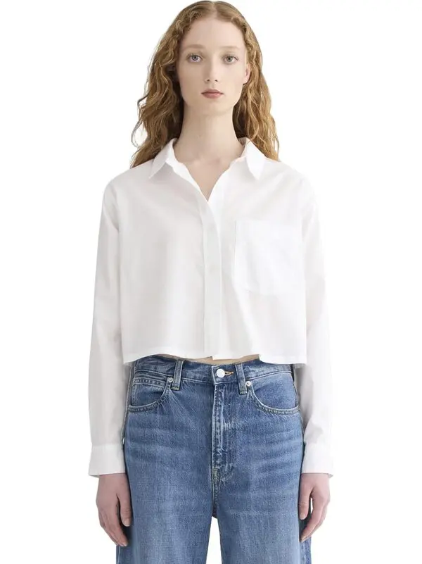 Everlane Way-short Silky Cotton Shirt - White