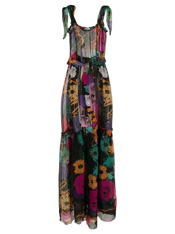 AMIR SLAMA Semi-sheer Silk Maxi Dress - Black