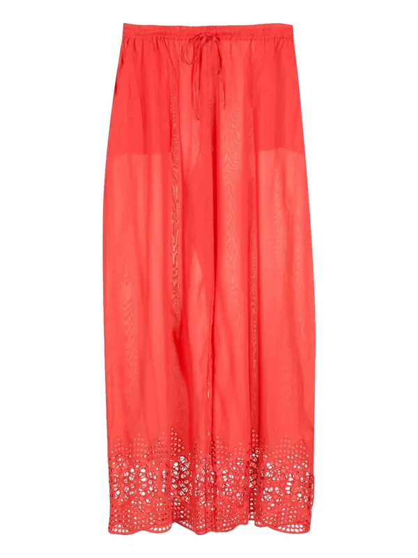 AMIR SLAMA Broderie-anglaise Palazzo Pants - Red