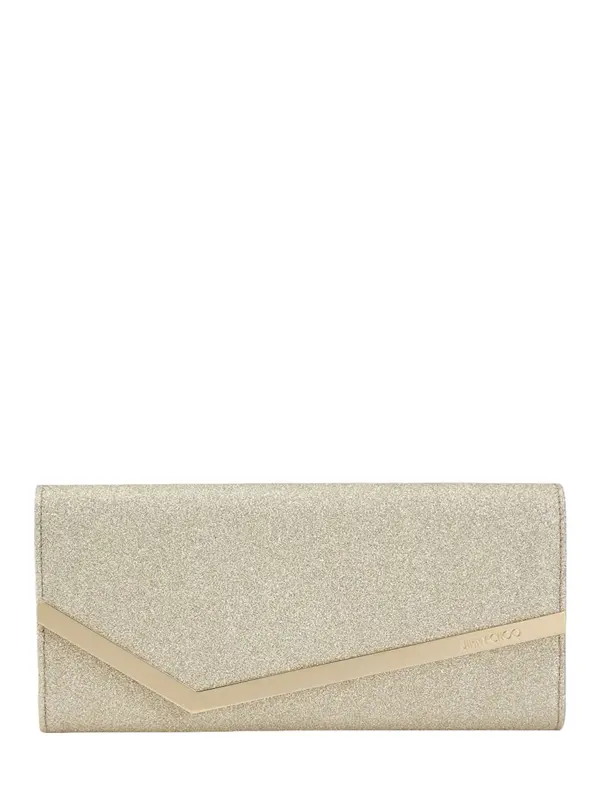 JIMMY CHOO Emmie Glitter Leather Clutch Bag - Platinum Ice
