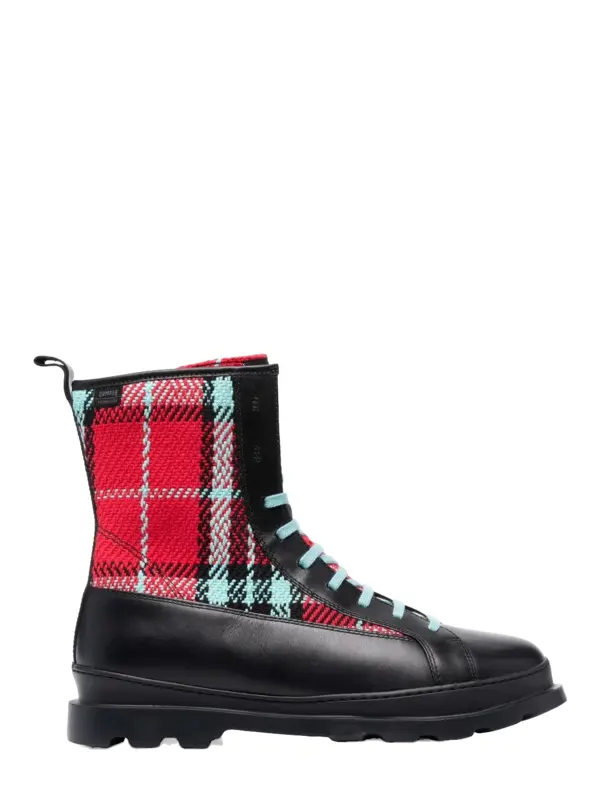 Camper Check-print Ankle Boots - Black