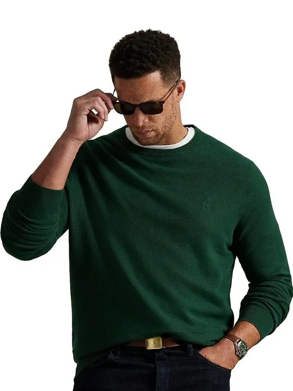 Ralph Lauren Mesh-knit Cotton Crewneck Sweater - Vintage Pine