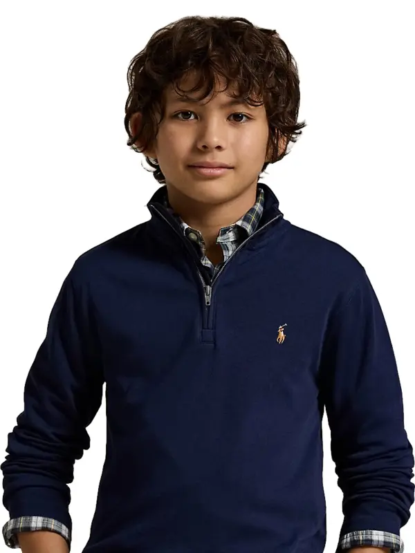 Ralph Lauren Cotton Interlock Quarter-zip Pullover - Refined Navy
