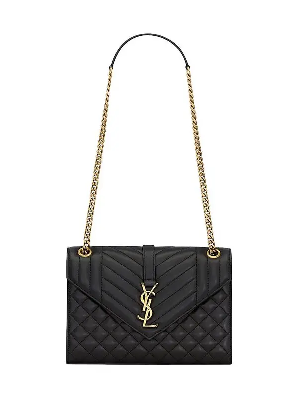 Saint Laurent Envelope Shoulder Bag - Black Lambskin/gold