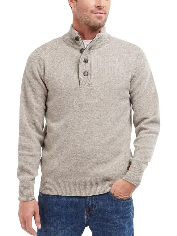 Barbour Patch Wool Quarter Zip Pullover - Stone