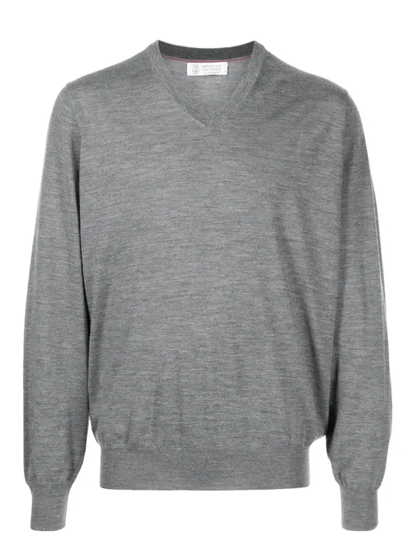 Brunello Cucinelli V-neck Wool-cashmere Jumper - Grey